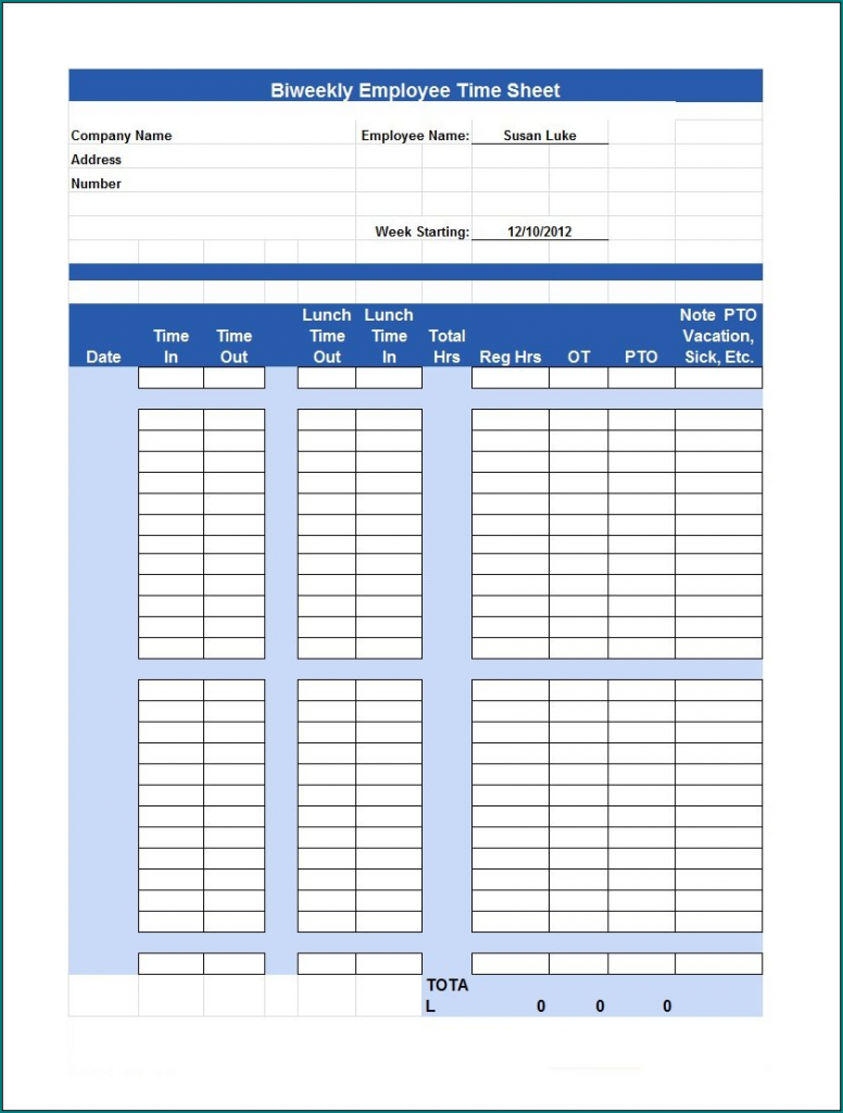 》Free Printable Timesheet Template Word