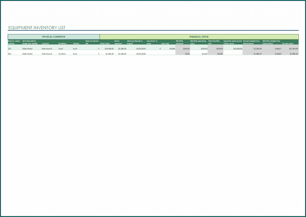》Free Printable Tool Inventory Sheet Template
