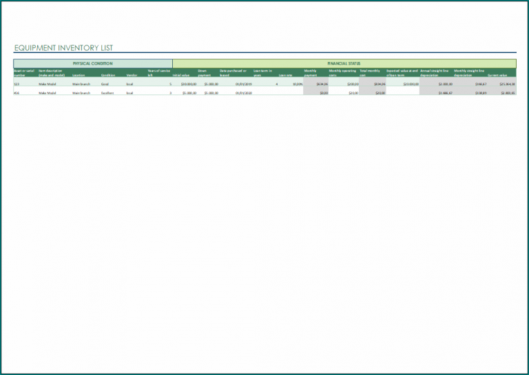 》Free Printable Tool Inventory Sheet Template