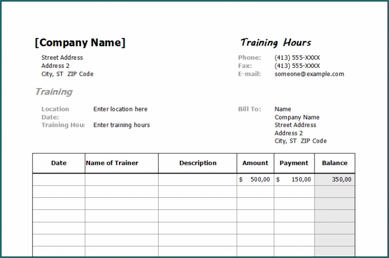 》Free Printable Training Receipt Template