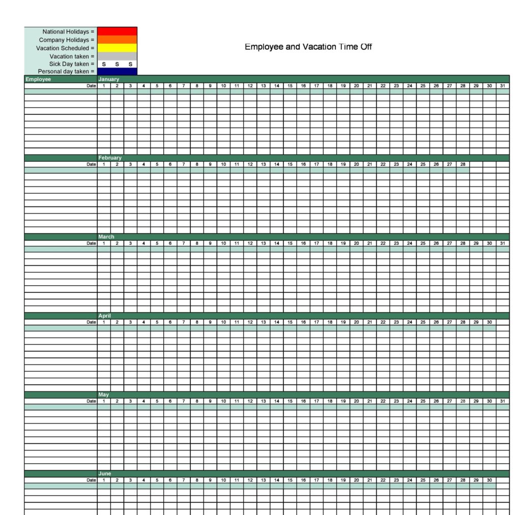 Vacation And Sick Time Tracking Worksheet Template Example | Bogiolo