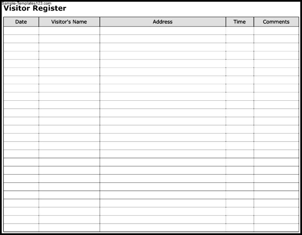 Visitor Register Template | Bogiolo