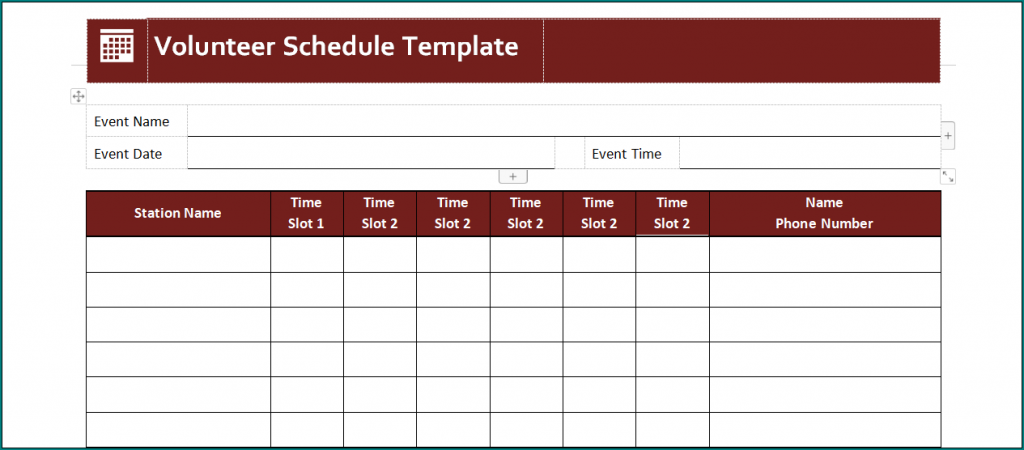 》Free Printable Volunteer Schedule Template