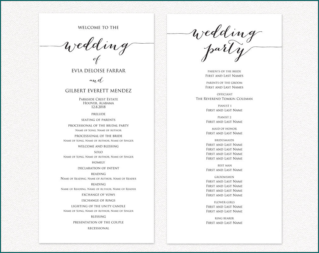  Free Printable Wedding Ceremony Program Template Bogiolo