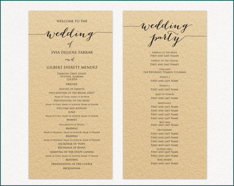 》Free Printable Wedding Program Fan Template