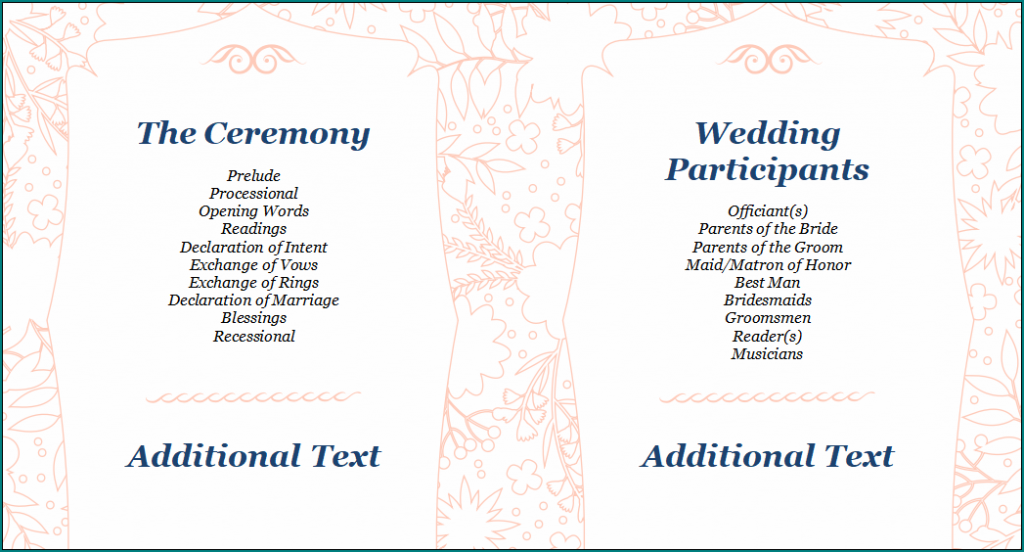 》Free Printable Wedding Program Template Word
