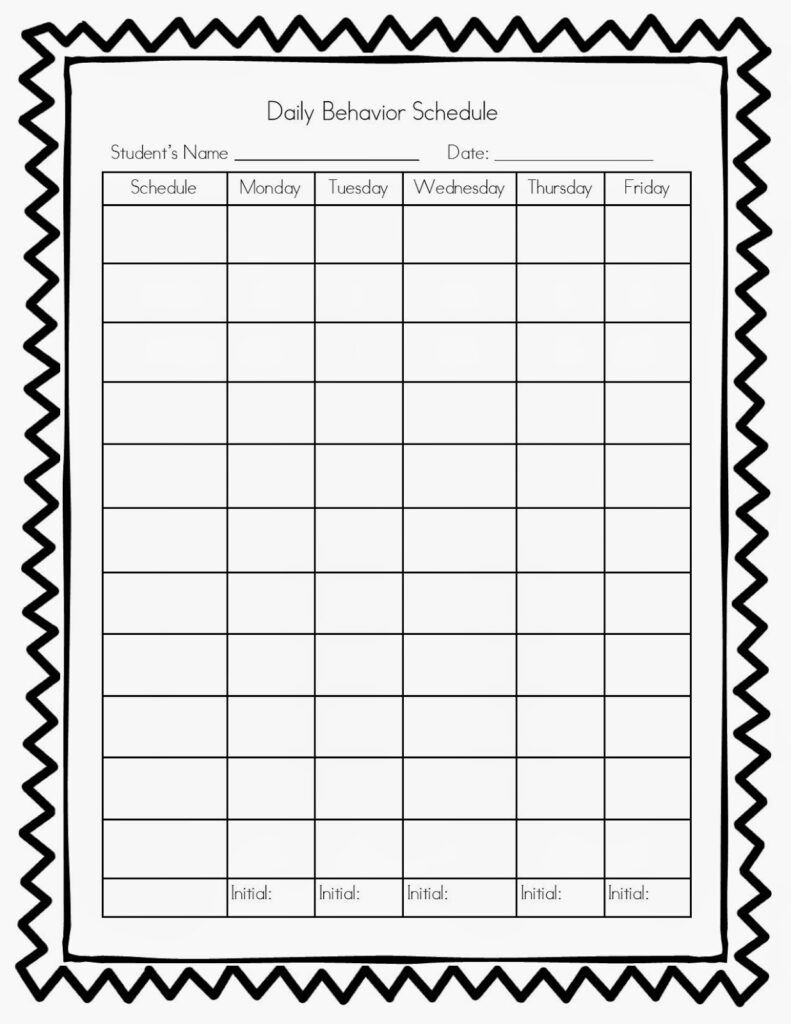 》Weekly Behavior Chart Template