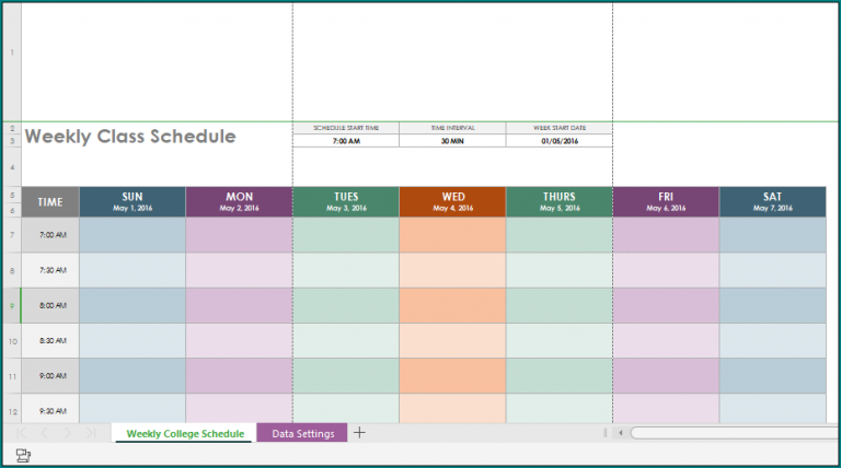 》Free Printable Weekly Class Schedule Template