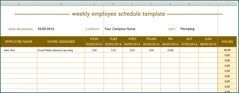 》Free Printable Weekly Employee Schedule Template