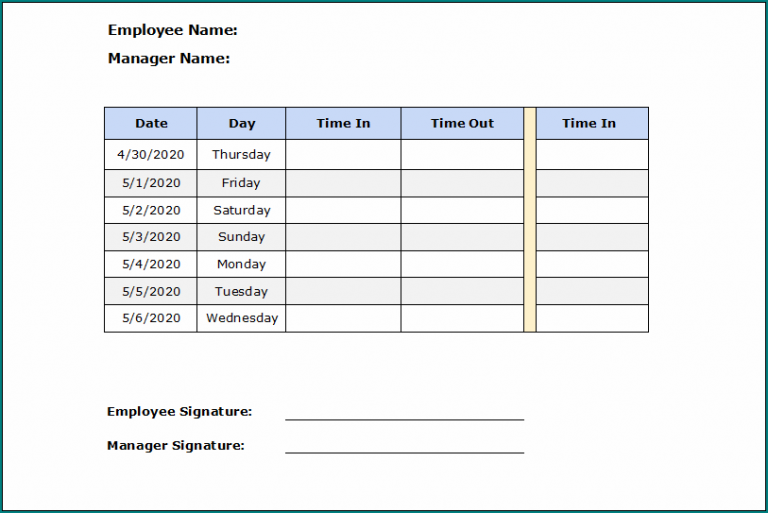 》Free Printable Weekly Employee Timesheet Template