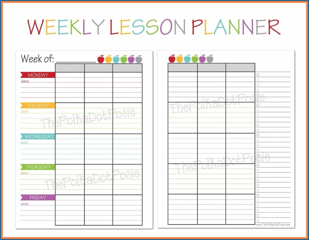 Weekly Lesson Planner Template Sample | Bogiolo
