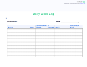 》Printable Weekly Telework Log Template