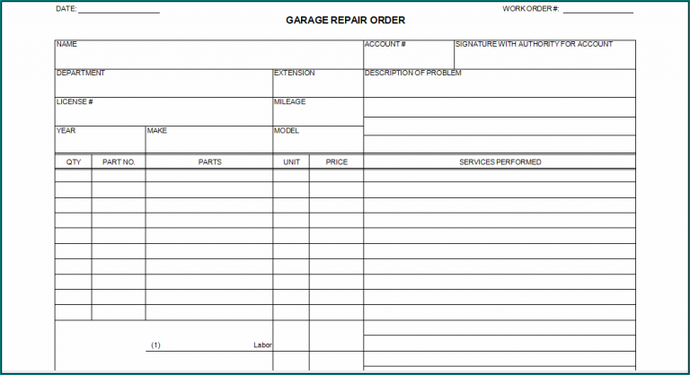 》Free Printable Work Order Template Word