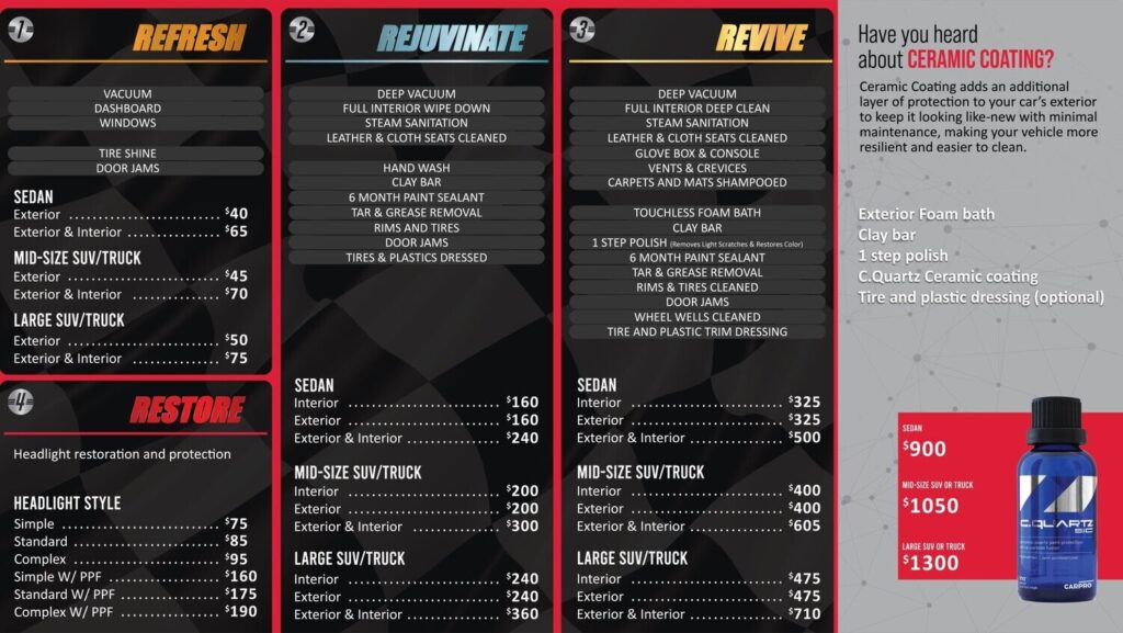 》Auto Detail Price List Template (Ready To Use)
