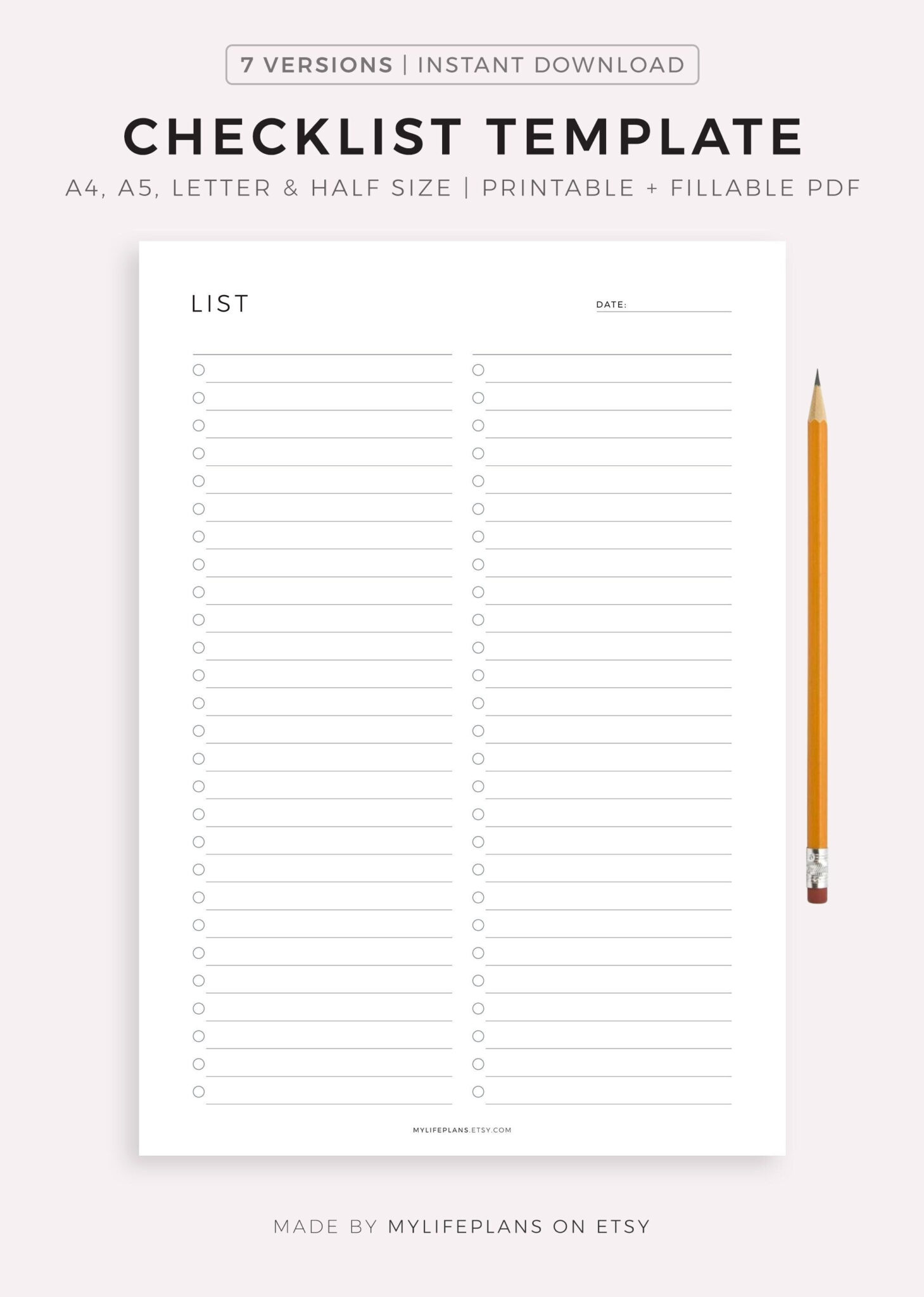 Blank Checklist Template Printable & Fillable, Simple Checklist | Bogiolo