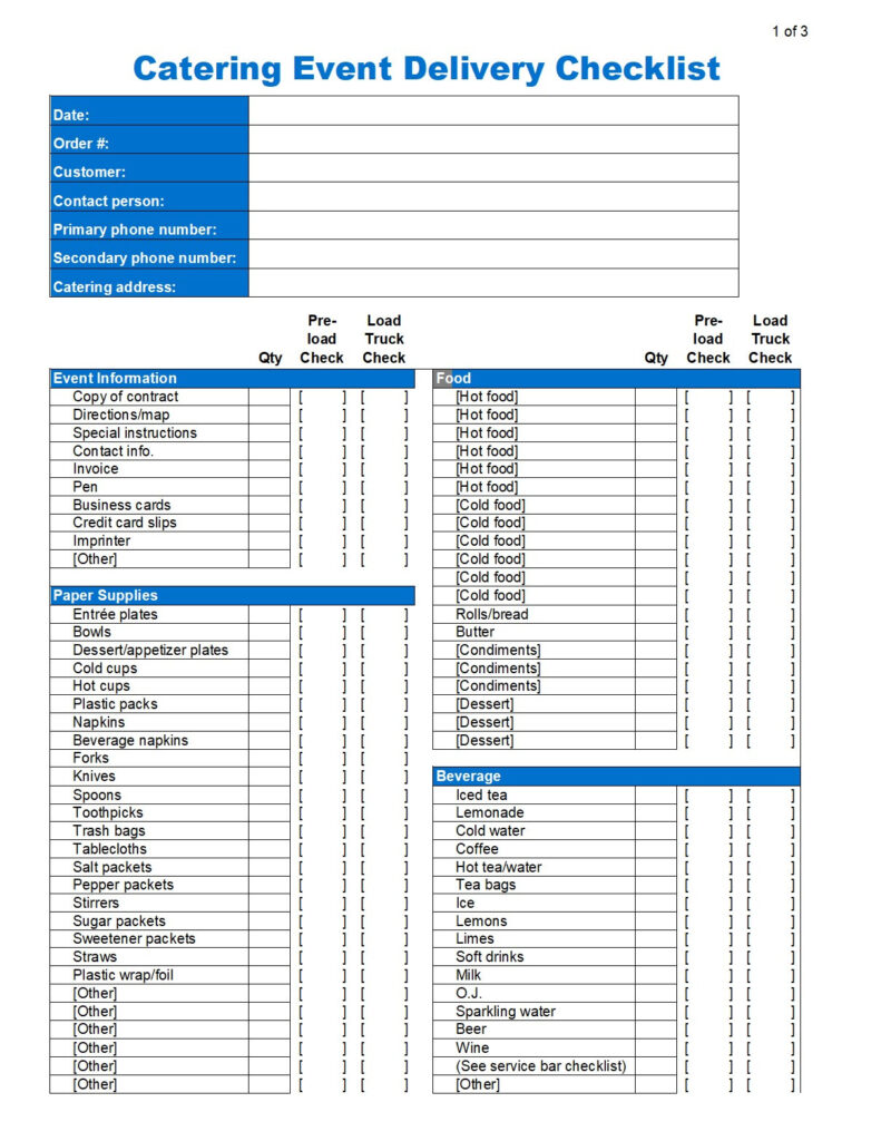 Catering Delivery Checklist RestaurantOwner | Bogiolo