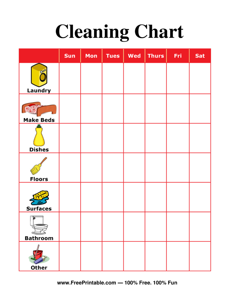 》Chore Chart Template For Adults