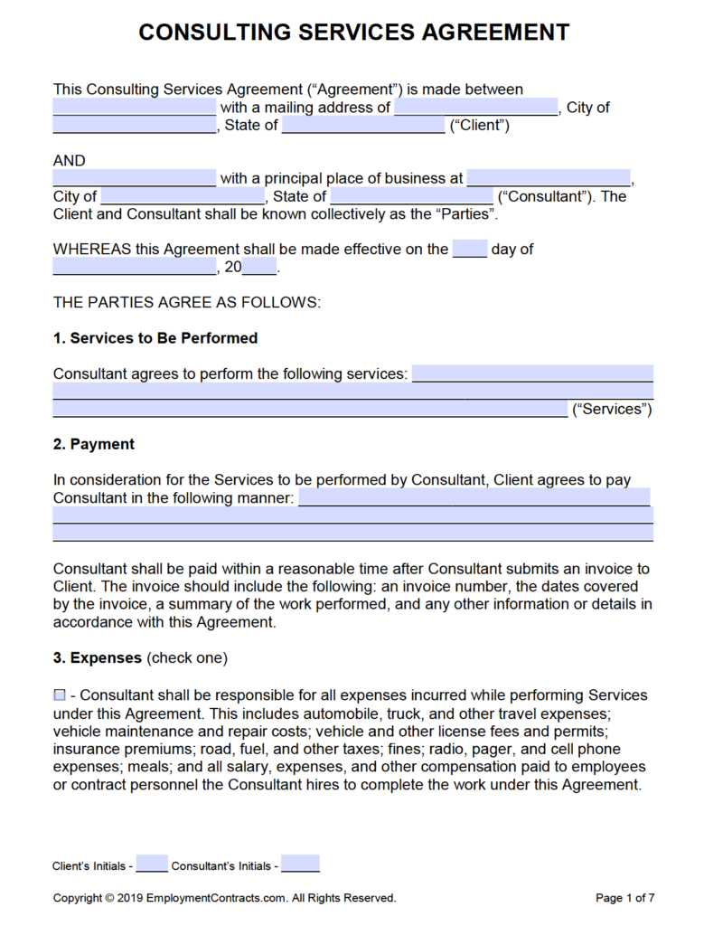Consulting (Service) Agreement Template PDF Word | Bogiolo