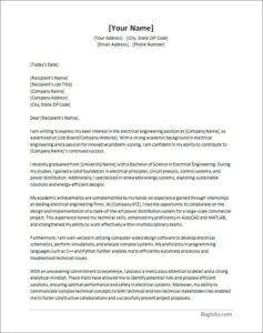 》Electrical Engineering Cover Letter Template (Sample)