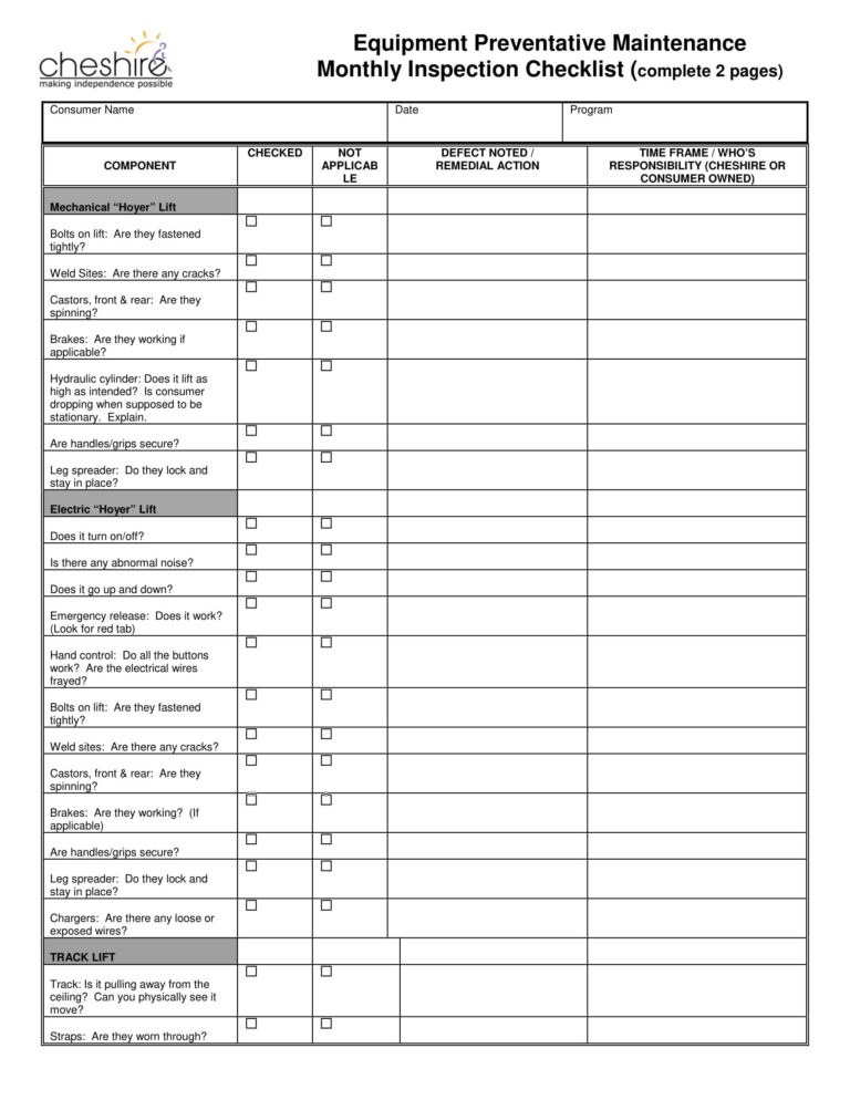 Equipment Checklist – + Examples, Format, Pdf | Bogiolo