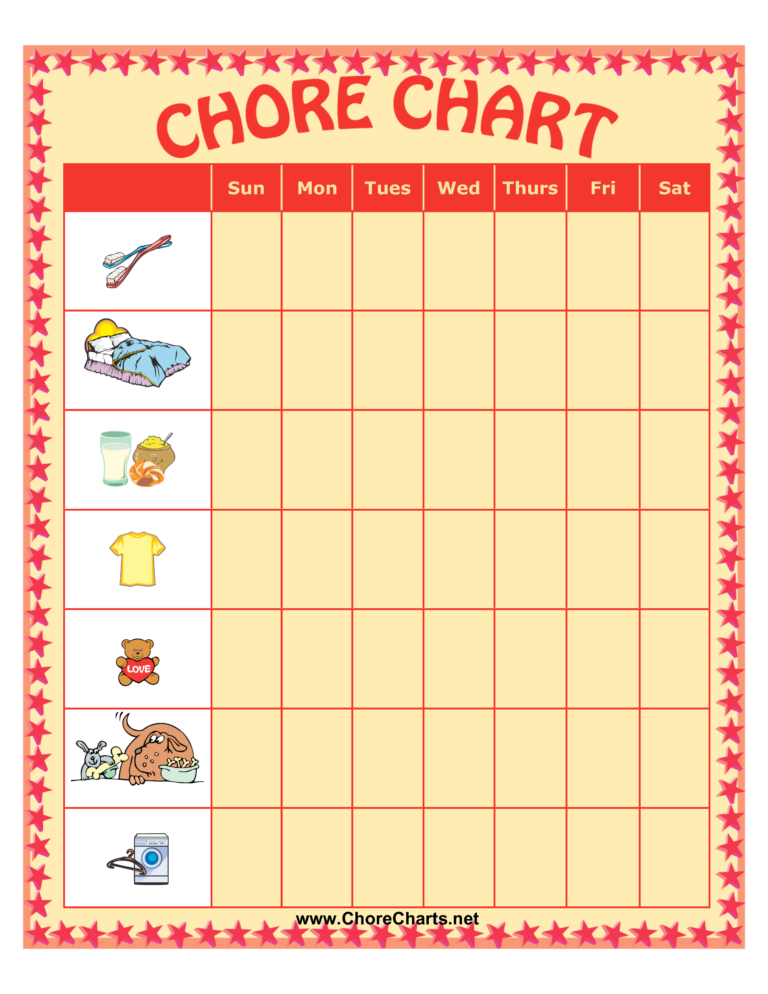 》Daily Chores Chart Template