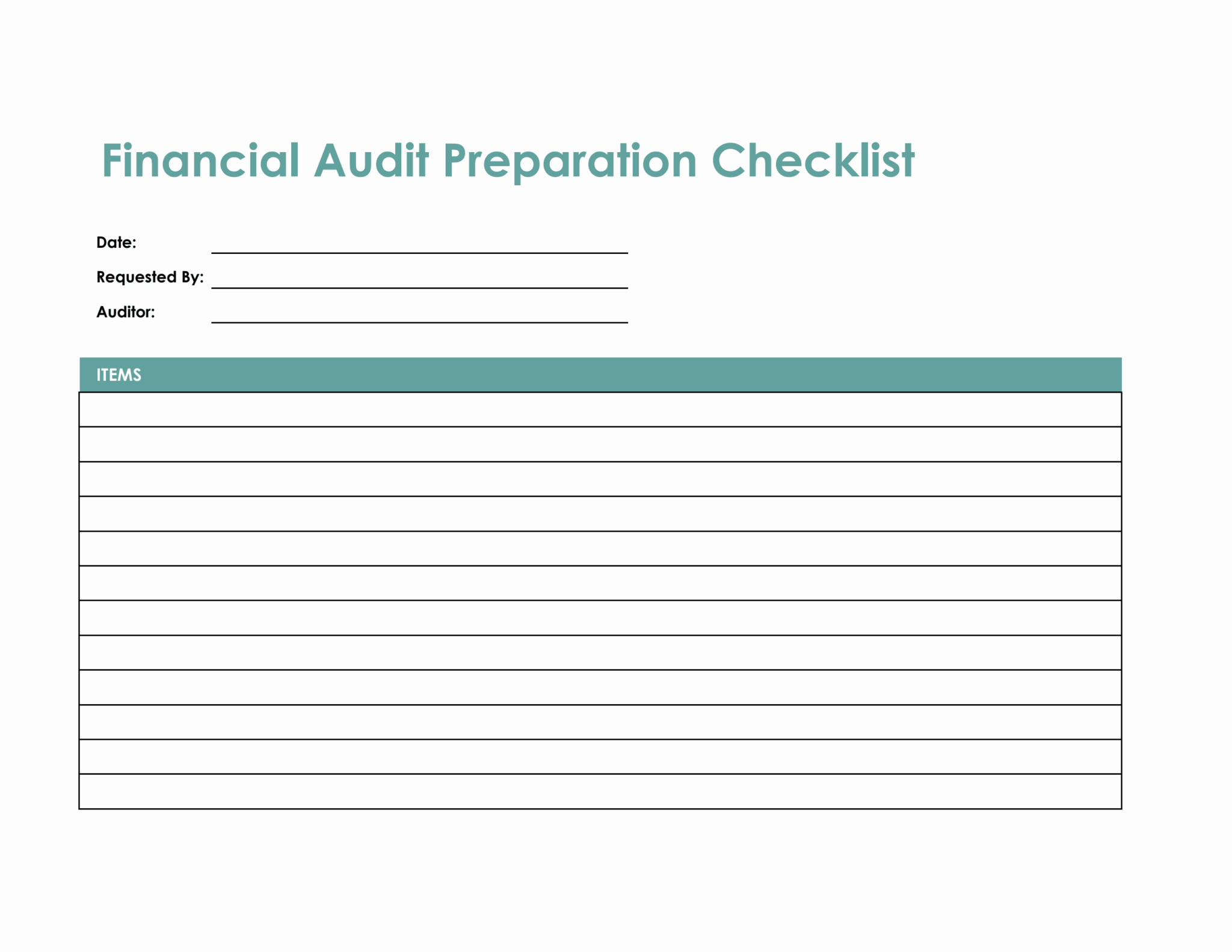 Excel Financial Audit Preparation Checklist | Bogiolo