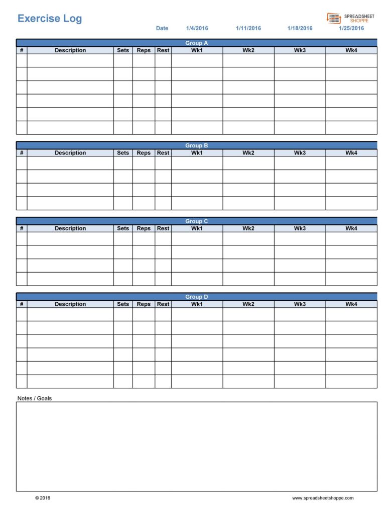 》Exercise Chart Template