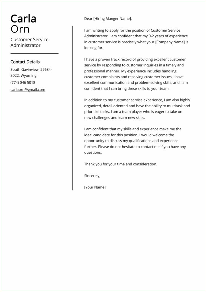 》Customer Care Representative Cover Letter Template