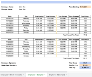 Free Excel timesheet template for multiple employees () | Bogiolo