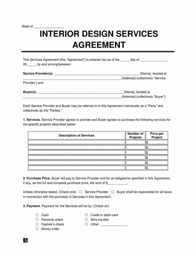 Free Interior Design Contract Template PDF & Word | Bogiolo