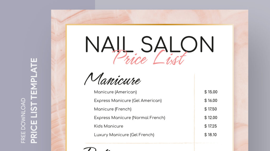 》Price List Template for Nail Salon (Ready To Use)
