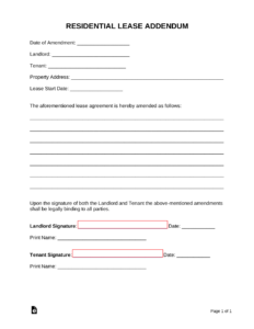 Free Residential Lease Addendum Template – PDF Word – eForms | Bogiolo