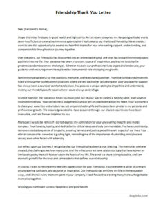 》Friendship Thank You Letter Template (Ready To Use)