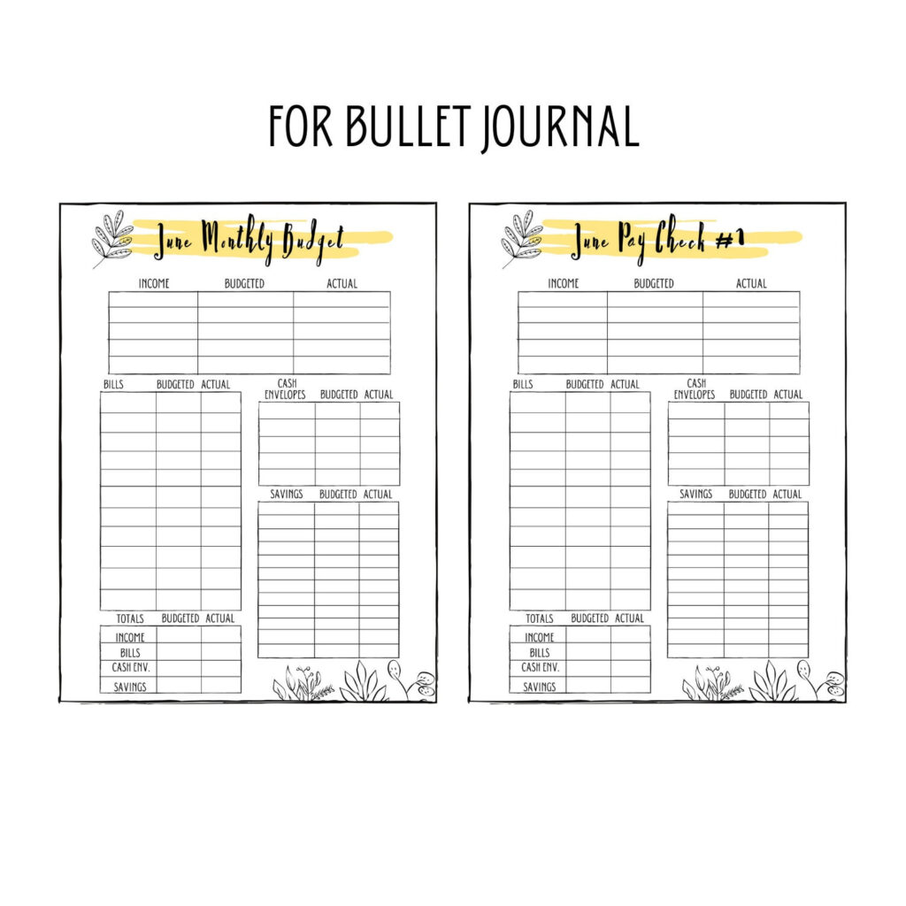 June Monthly Minimal Budget Planner Bullet Journal Budget Organizer ...