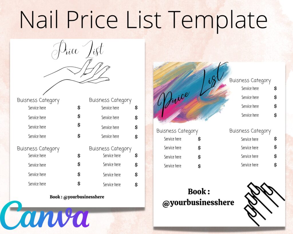 》Price List Template for Nail Salon (Ready To Use)
