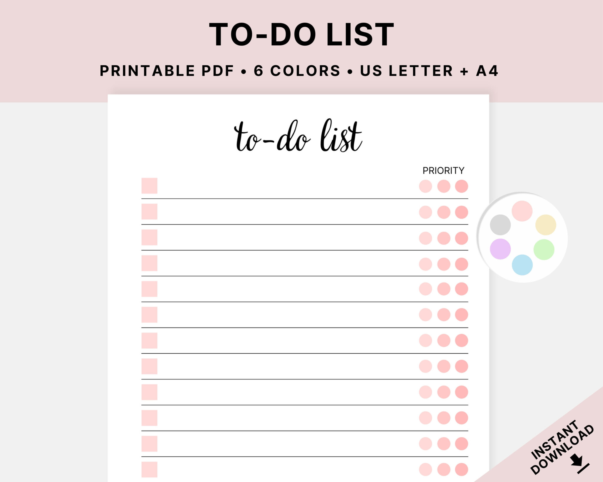 Printable to Do List, to Do Checklist, to Do List Template | Bogiolo