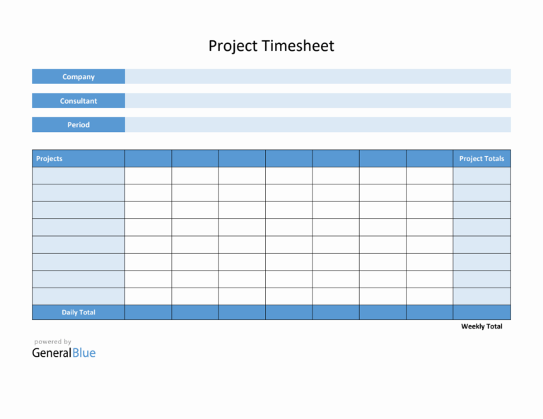 Project Timesheet in Excel (Basic) | Bogiolo
