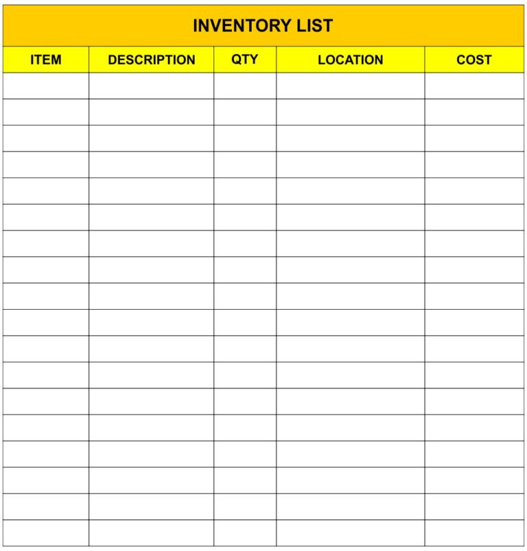 》Inventory Chart Template