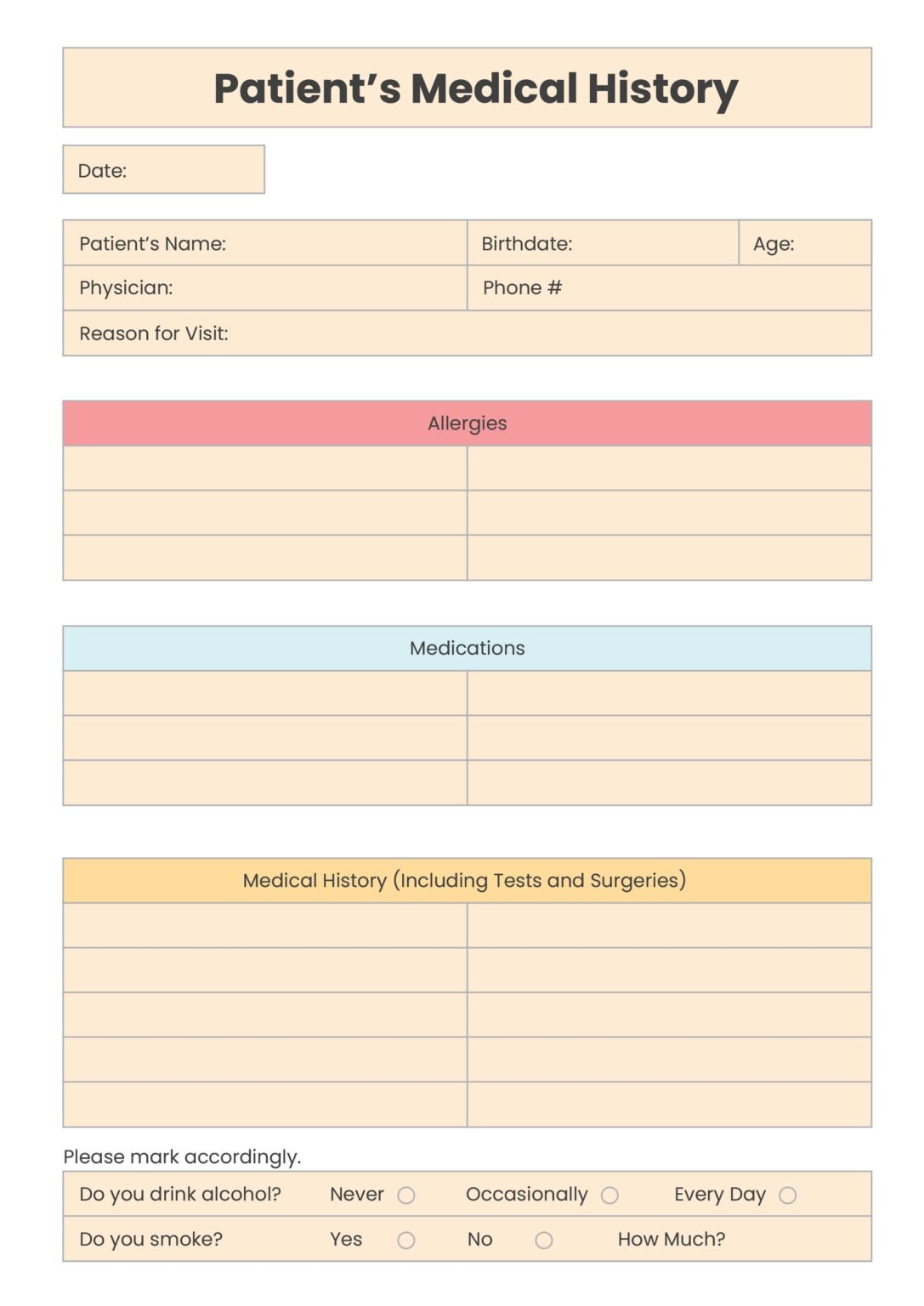 》Printable Patient Chart Template