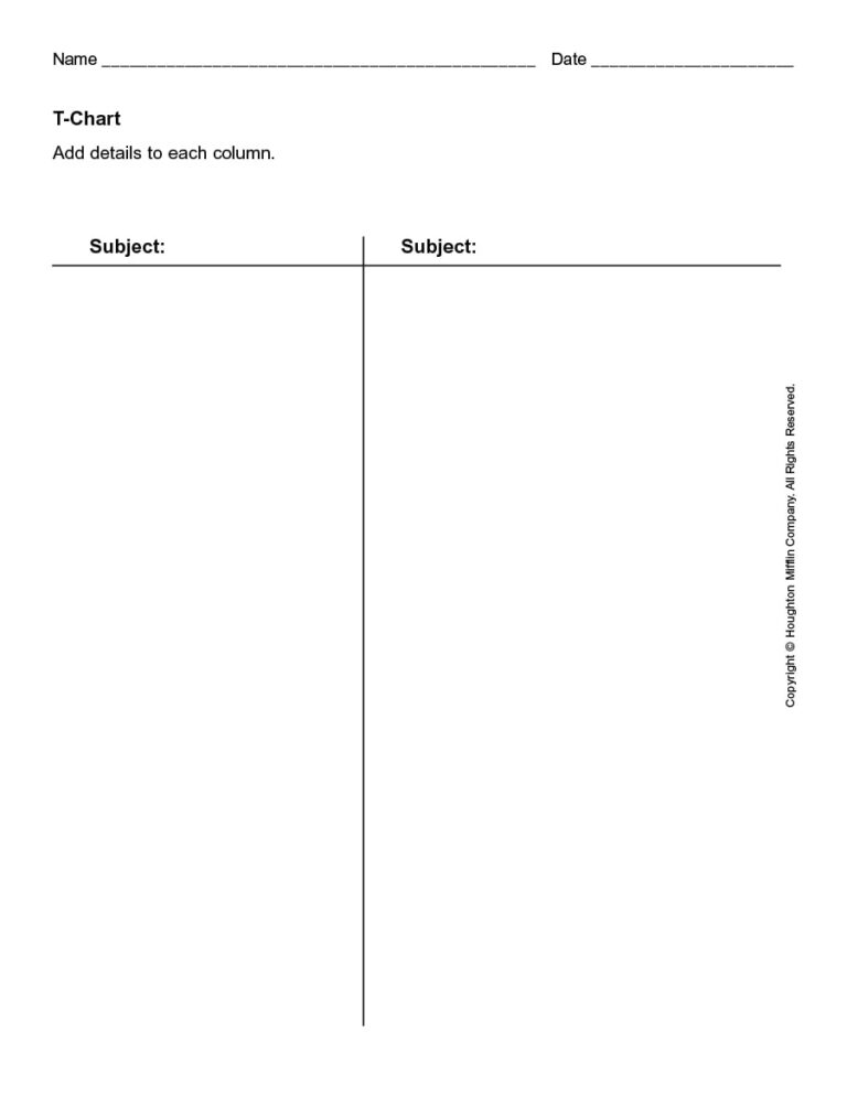 》Printable T-Chart Template (Word)
