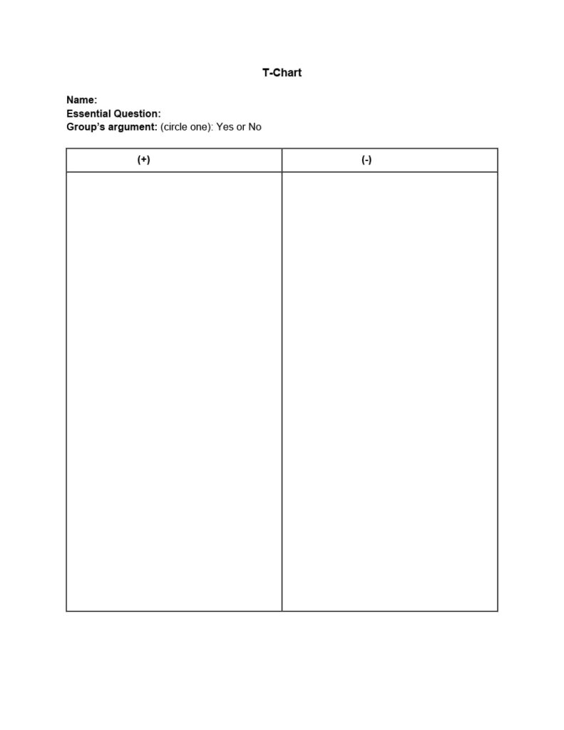 》Printable T-Chart Template (Word)