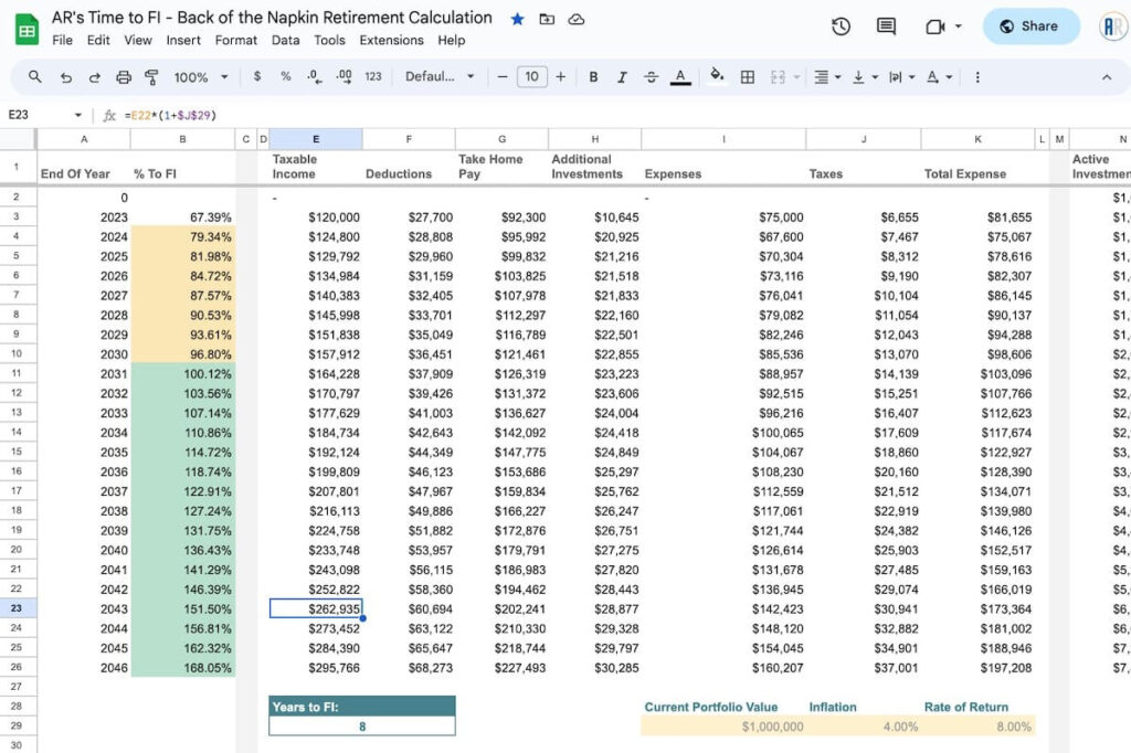 Time to FIRE Spreadsheet (Template for Google Sheets & Excel) | Bogiolo